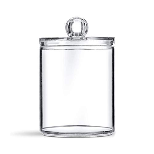JANEMO Plastic Cotton Ball Holder,Clear Cotton Round Holder,Apothecary Jars with Lids,Cotton Swab Holder for Cotton Ball,Cotton Swab,Candy,Jewelry(10OZ)