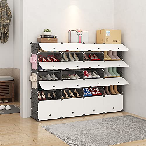 KOUSI Portable Shoe Rack Organizer 120 Pair Tower Shelf Storage Cabinet Stand Expandable for Heels, Boots, Slippers, 12 Tier