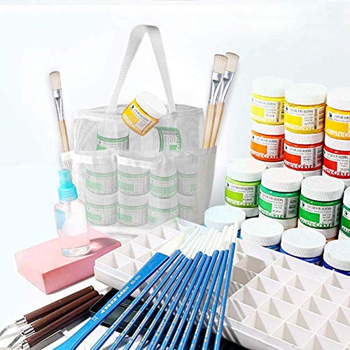 Quick Drying 8 Pockets Hanging Mesh Shower Caddy Organizer Toiletry Tote,Hanging Portable Toiletry Bag for Men and Women, Large Storage Portable Shower Bag for College Dorms Essentials, 2 Assorted Size (White)