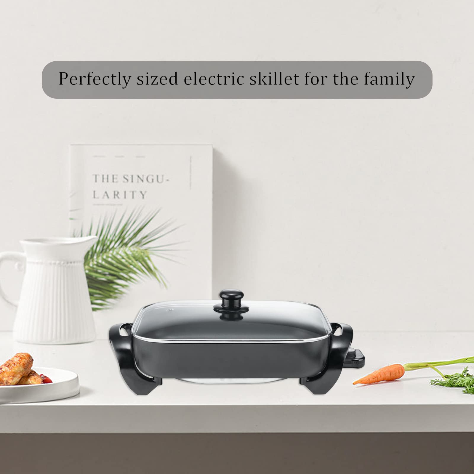 Large Capacity Nonstick Electric Skillet - Serves 4 to 6 People (16 inch)