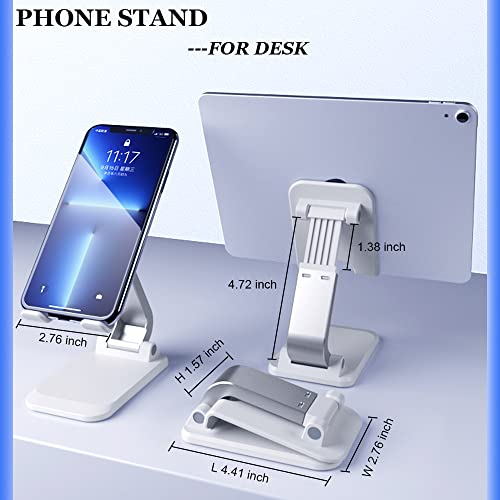 2-Pack Foldable Cell Phone Stand for Desk, Portable Height Angle Adjustable Phone Holder iPhone Stand with Storage Bag, Desktop Phone Cradle Mount Dock for Smartphone iPad Tablet