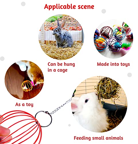 2PCS Rabbit Hay Feeder Ball, Bunny Grass Sphere Play Chew Toy, 2-in-1 Hay Manger Dispenser for Chinchillas, Guinea Pigs, Hamsters, Small Animals Blue, Red