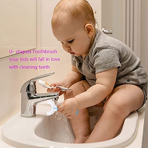 HGR 2Pcs Kids U- Shaped Toothbrush, Manual Toothbrush Oral Cleaning Tools for Children Training Teeth Cleaning Whole Mouth Toothbrush for Kids (Aged 2~6)