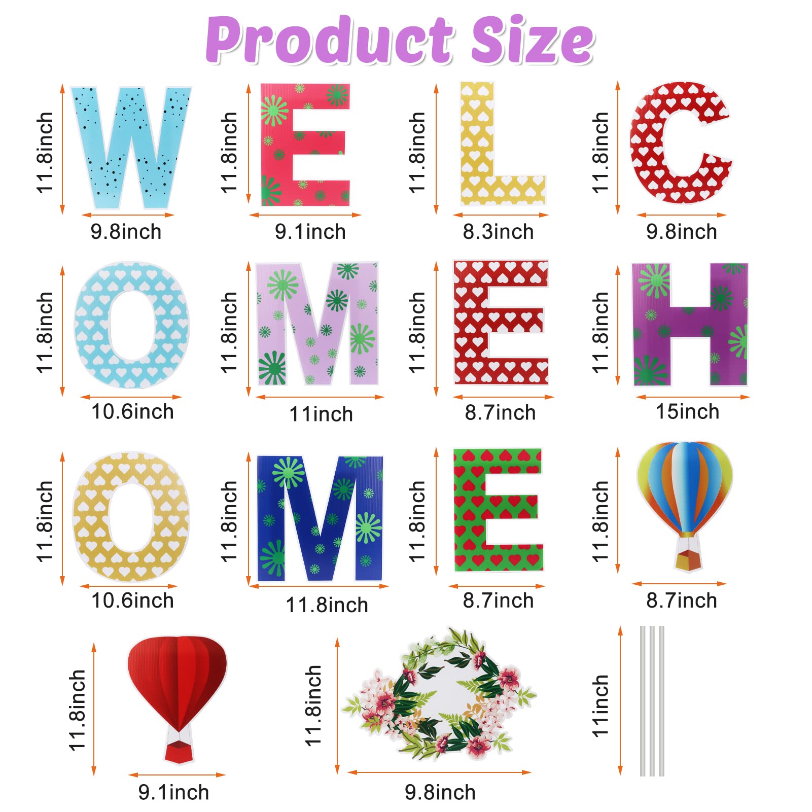 Thten 14 Pack 12 Inch Welcome Home Yard Sign with Stakes for New or First-Time Homeowners,Welcome a New Baby, Military, the Sick or Service Member Home Sign,Deployment Homecoming or Housewarming