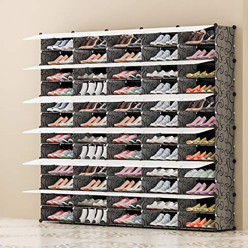 KOUSI Portable Shoe Rack Organizer 120 Pair Tower Shelf Storage Cabinet Stand Expandable for Heels, Boots, Slippers, 12 Tier