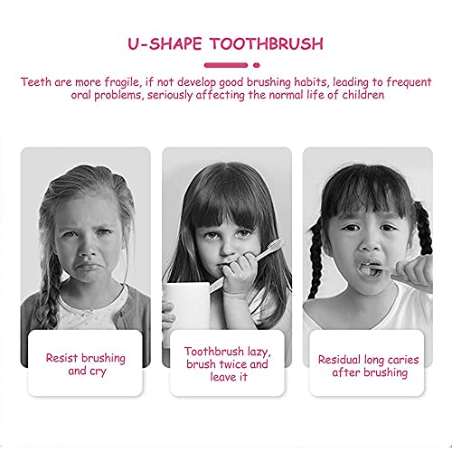 HGR 2Pcs Kids U- Shaped Toothbrush, Manual Toothbrush Oral Cleaning Tools for Children Training Teeth Cleaning Whole Mouth Toothbrush for Kids (Aged 2~6)