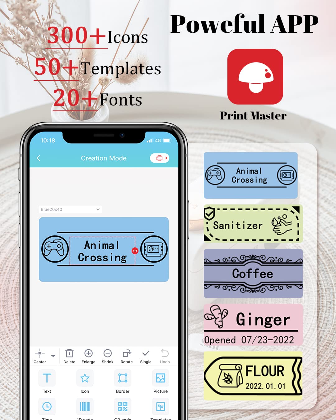 Phomemo D50 Label Maker with 3 Rolls Transparent Adhesive Label 24mm*6mm