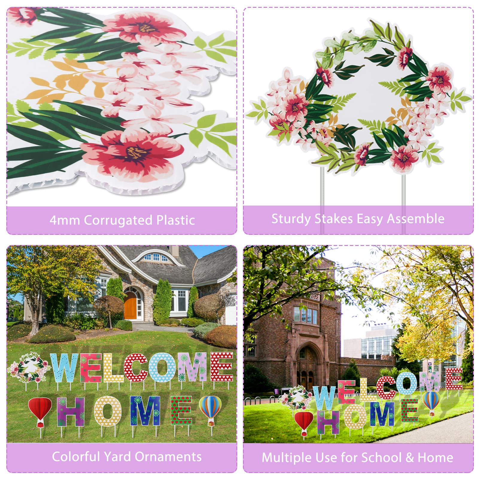 Thten 14 Pack 12 Inch Welcome Home Yard Sign with Stakes for New or First-Time Homeowners,Welcome a New Baby, Military, the Sick or Service Member Home Sign,Deployment Homecoming or Housewarming