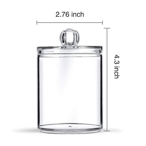 JANEMO Plastic Cotton Ball Holder,Clear Cotton Round Holder,Apothecary Jars with Lids,Cotton Swab Holder for Cotton Ball,Cotton Swab,Candy,Jewelry(10OZ)