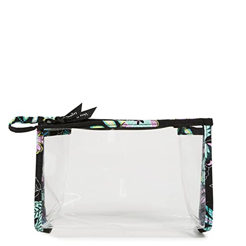 Vera Bradley Women's Clear Trapeze Cosmetic Makeup Organizer Bag, Island Garden, One Size