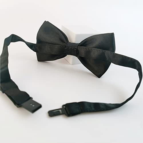 KOOLMOX Dog Bow Tie Black, Adjustable Bow Tie Dog Collar for Medium and Large Dogs Cats Pets Wedding Birthday Graduation Holiday Homecoming Costumes, 2-Pack
