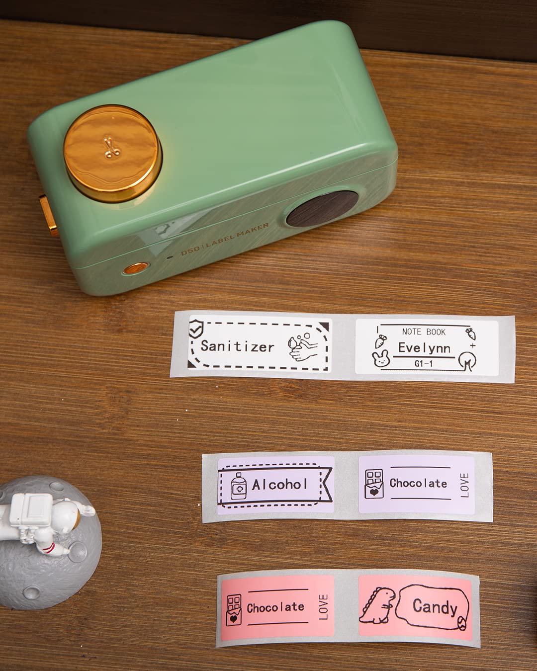 Phomemo D50 Label Maker with 3 Rolls Transparent Adhesive Label 24mm*6mm