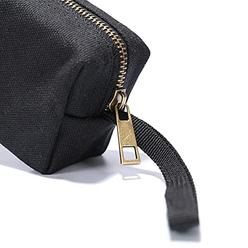2 Pack Pen Pencil Case With Zipper, Heavy Duty Waxed Canvas Pencil Pouch Student Stationery Bag (Black)