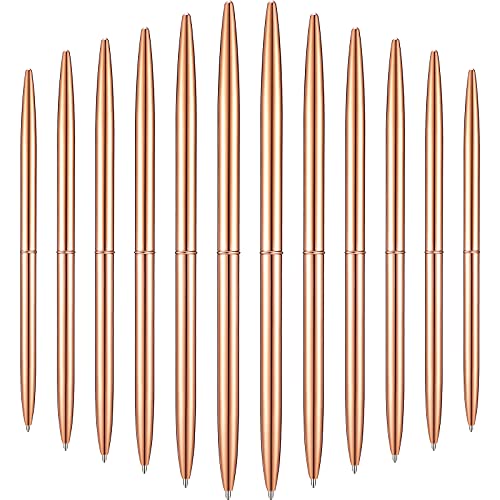 30 Pcs Slim Ballpoint Pens Black Ink Wedding Pens Metal Pens Set for Wedding Guest Book Office Supplies Students Teachers Praise Grad Gifts (Rose Gold)