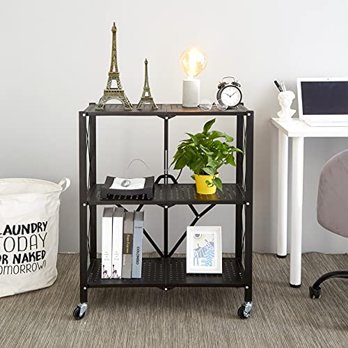 Urban Shop 3 Shelf Metal Storage Cart, Black