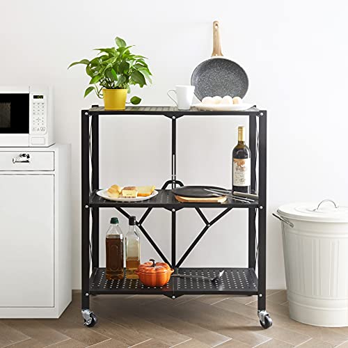 Urban Shop 3 Shelf Metal Storage Cart, Black