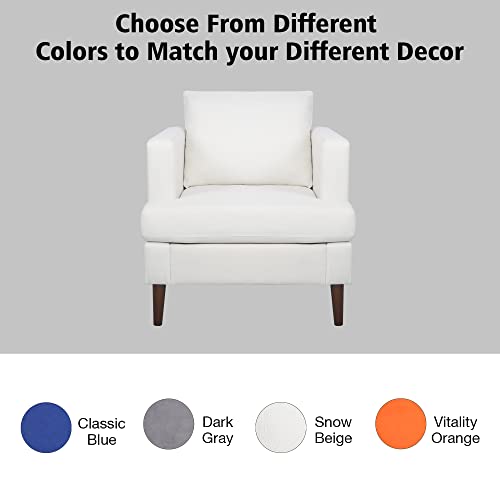 MIYZEAL Accent Chair, Tufted Upholstered Sofa Chair Comfy Armchair with Thick Cushion and Wood Legs, Mid-Century Modern Single Chairs for Compact Space Living Room Bedroom (White)