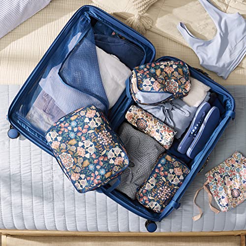 Vera Bradley Women's Compression Packing Cube 3-piece Set, Enchanted Mandala Blue, One Size