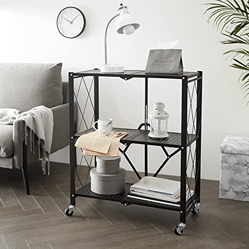 Urban Shop 3 Shelf Metal Storage Cart, Black