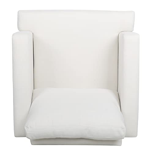 MIYZEAL Accent Chair, Tufted Upholstered Sofa Chair Comfy Armchair with Thick Cushion and Wood Legs, Mid-Century Modern Single Chairs for Compact Space Living Room Bedroom (White)