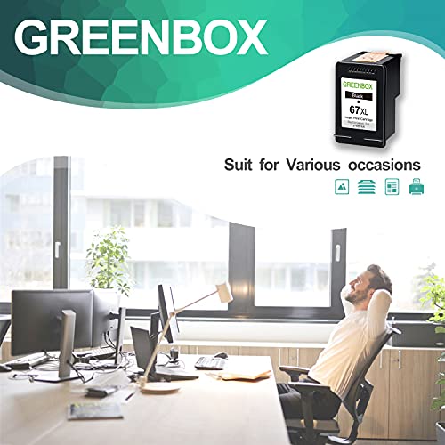 GREENBOX Remanufactured 67XL Black High-Yield Ink Cartridge Replacement for 67 XL 67XL for DeskJet 1255, 2700, 4100 Series, HP Envy 6000, 6400 Series Printer (1 Pack)