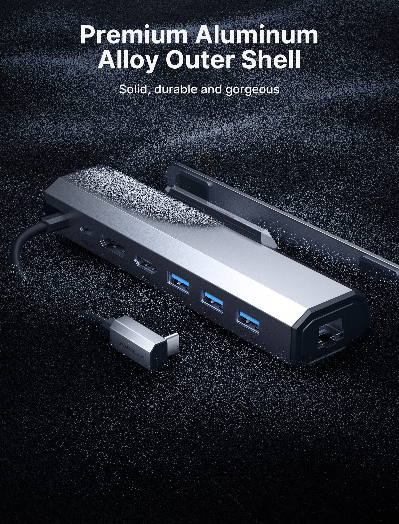 JSAUX Docking Station for Steam Deck/Rog Ally/Legion Go, 7-in-1 Steam Deck Dock with HDMI 4K@60Hz, DisplayPort, Gigabit Ethernet, USB-A 3.2 and 100W Charge Compatible with Steam Deck OLED-HB0702