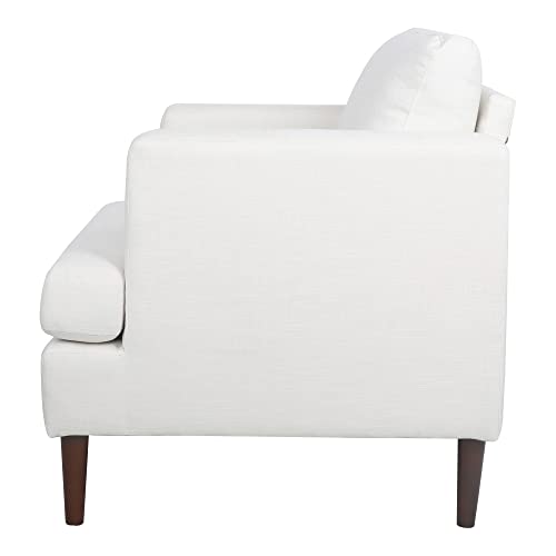 MIYZEAL Accent Chair, Tufted Upholstered Sofa Chair Comfy Armchair with Thick Cushion and Wood Legs, Mid-Century Modern Single Chairs for Compact Space Living Room Bedroom (White)