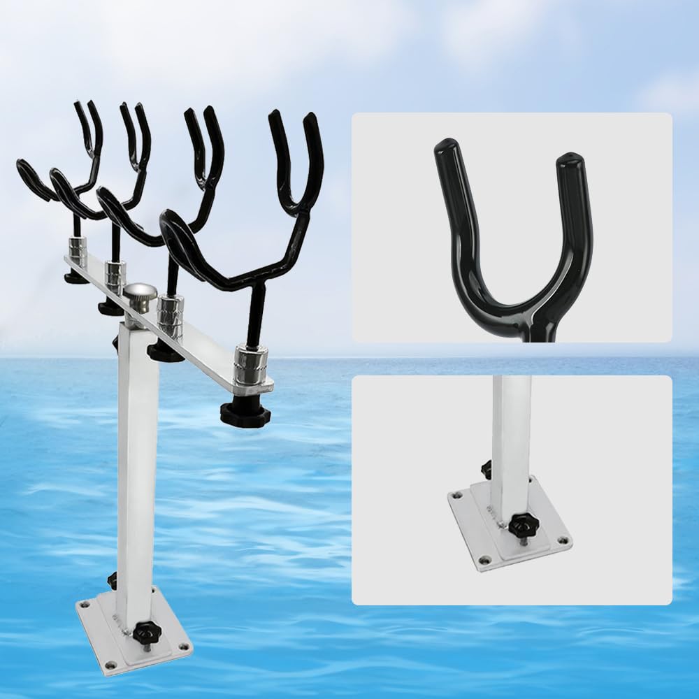 Mojiate Made PVC Coated Fishing Rod Holder Aluminum Fishing Rod Bracket Sure Grip Pole Support for Boat, Ship, Yacht and More