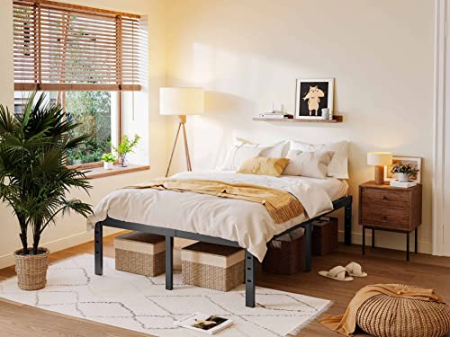 Auroral Zone Queen Bed Frame 18" High, 3" Wide Wood Slats 3500 Pounds Support for Foam Mattress No Sagging, No Slip, No Box Spring Needed/Underneath Storage/Noise Free/Easy Assembly-Black