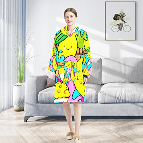 Summer Flamingo Wearable Blanket Hoodie,Oversized Hooded for Women,Comfy Sweatshirt