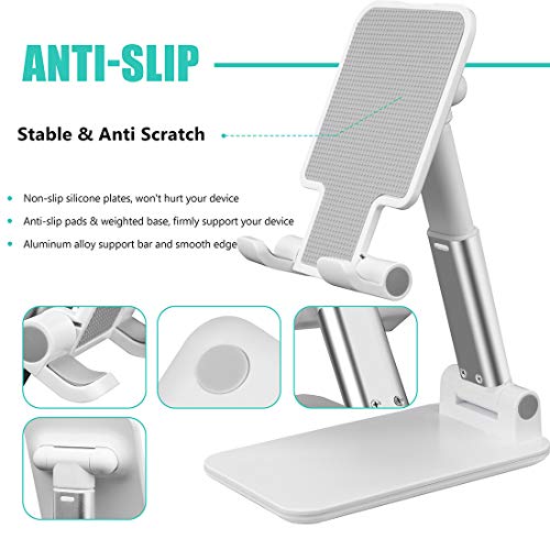 Cell Phone Stand for Desk, Angle Height Adjustable Phone Holder for Office, Compatible with iPhone 12 11 Pro XS Max XR 8 7 6S Plus, Samsung S20+ Note10, Tablets, Charging Accessories