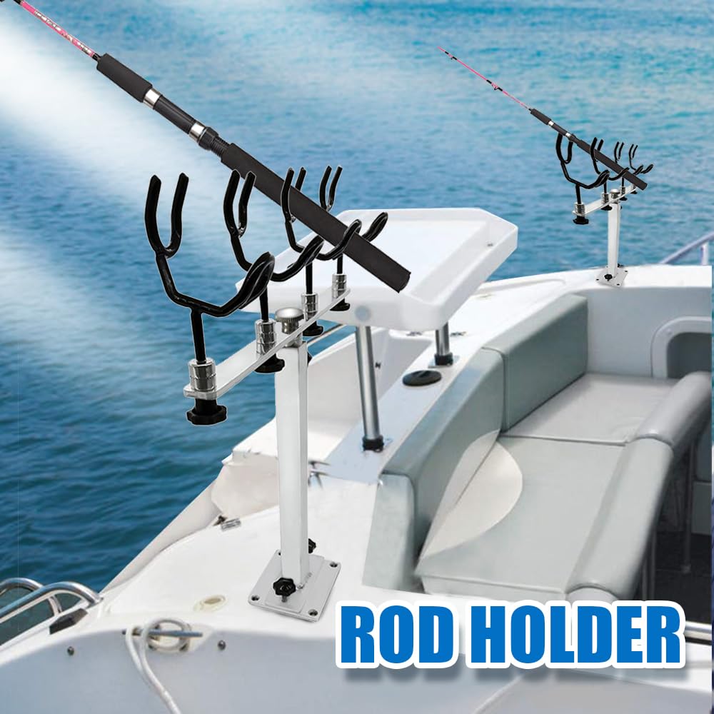 Mojiate Made PVC Coated Fishing Rod Holder Aluminum Fishing Rod Bracket Sure Grip Pole Support for Boat, Ship, Yacht and More