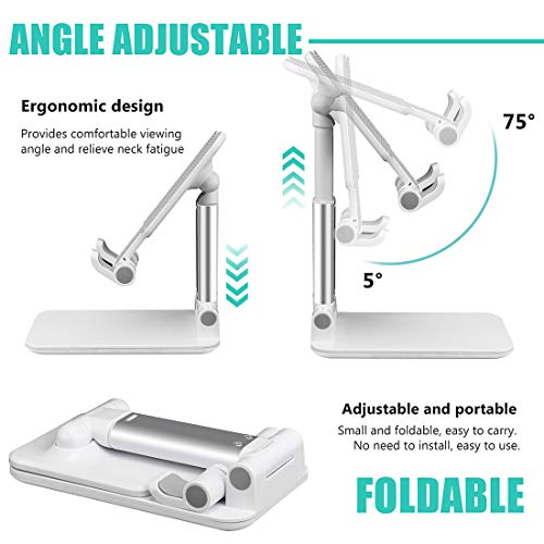 Cell Phone Stand for Desk, Angle Height Adjustable Phone Holder for Office, Compatible with iPhone 12 11 Pro XS Max XR 8 7 6S Plus, Samsung S20+ Note10, Tablets, Charging Accessories