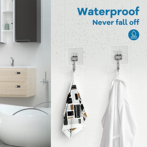 UYCCIMB 10 Pieces Large Wall Hooks for Hanging Heavy Duty 22lb(Max),Coat and Towel Adhesive Hooks,Wall Hangers Waterproof and Oilproof for Bathroom,Kitchen and Home Sticky Hooks (Transparent)