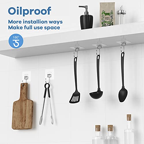 UYCCIMB 10 Pieces Large Wall Hooks for Hanging Heavy Duty 22lb(Max),Coat and Towel Adhesive Hooks,Wall Hangers Waterproof and Oilproof for Bathroom,Kitchen and Home Sticky Hooks (Transparent)