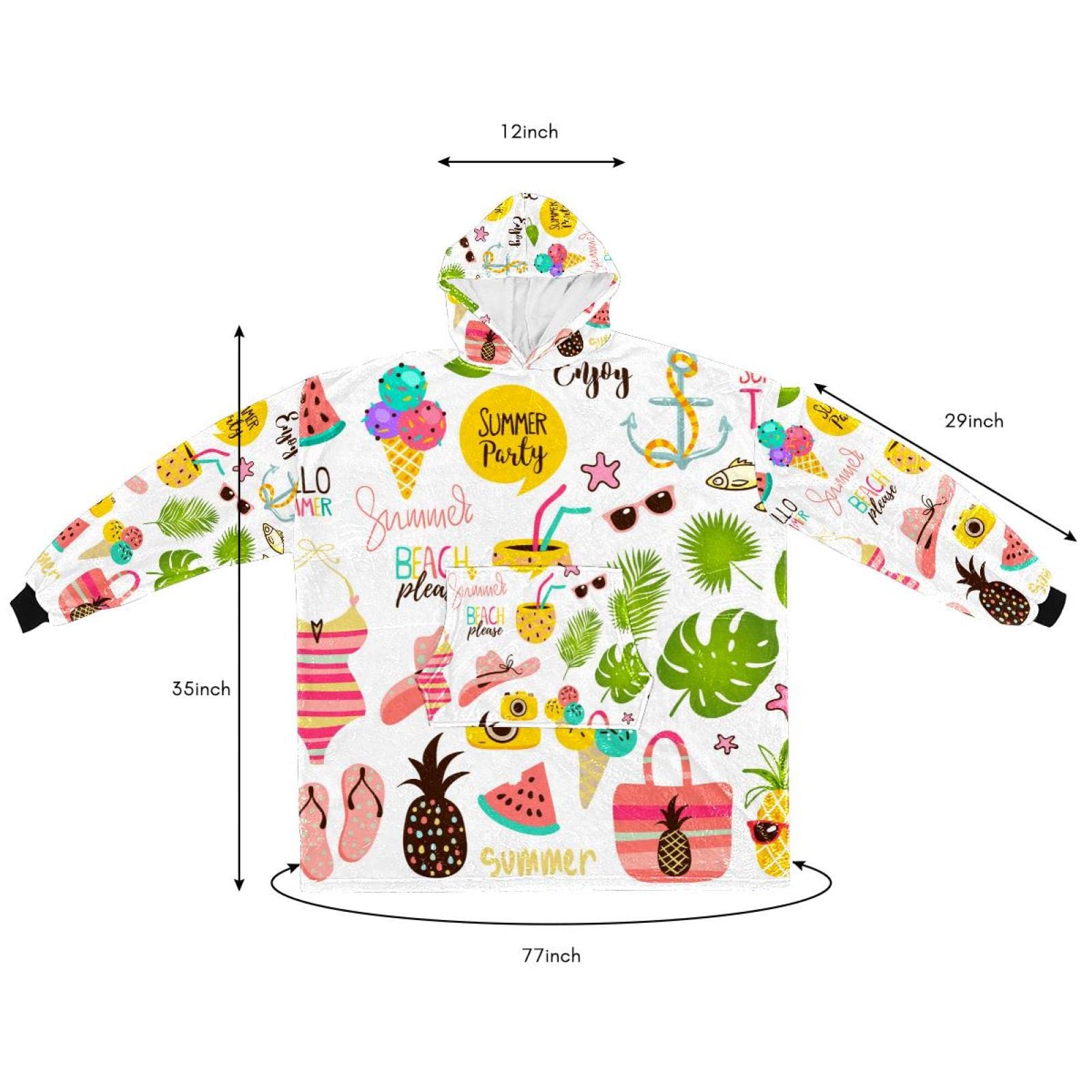 Wearable Blanket Hoodie Tropical Summer Beach Oversized Hooded for Women,Comfy Sweatshirt