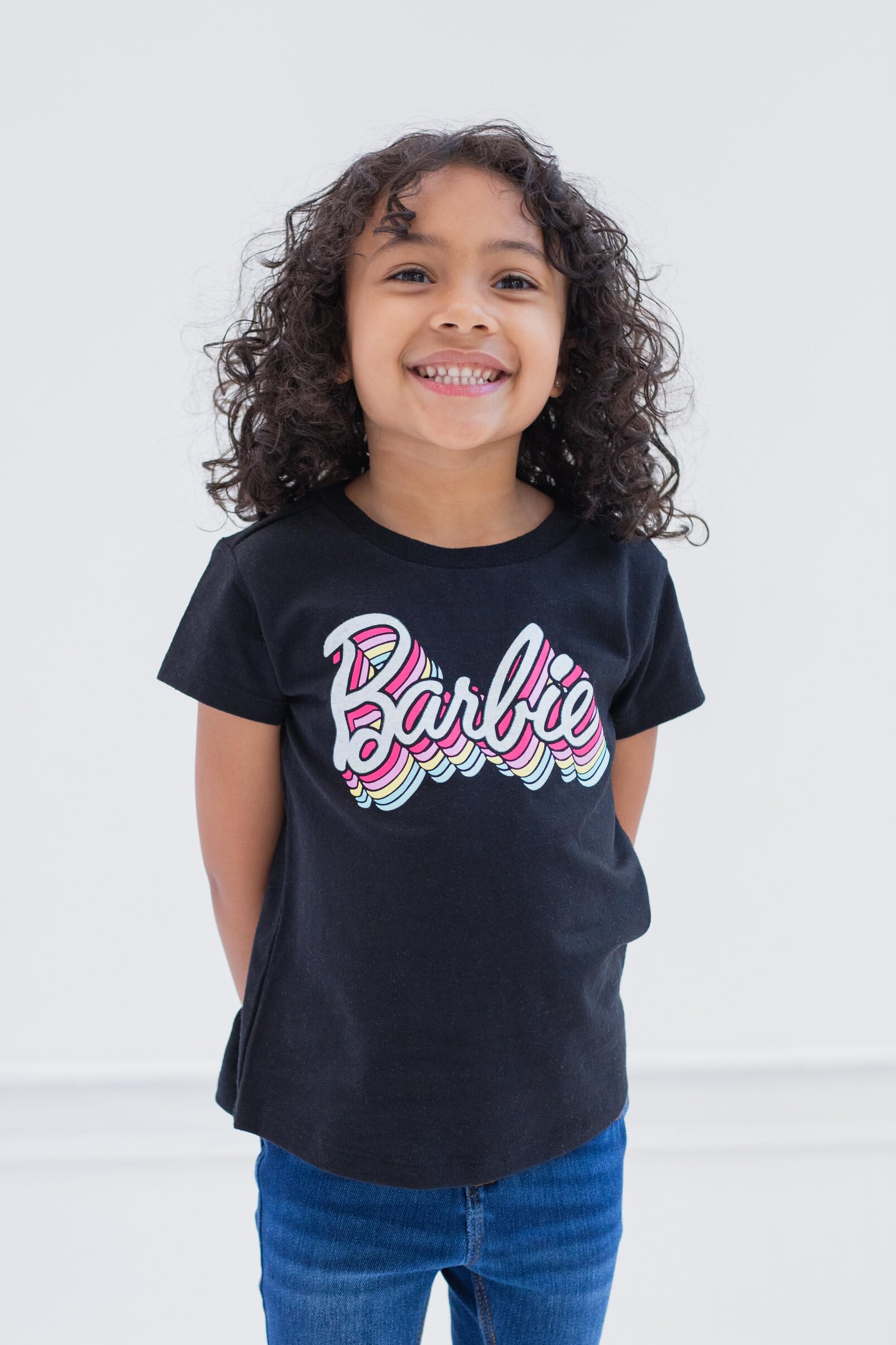 Barbie Toddler Girls 3 Pack T-Shirts Pink/Black 4T