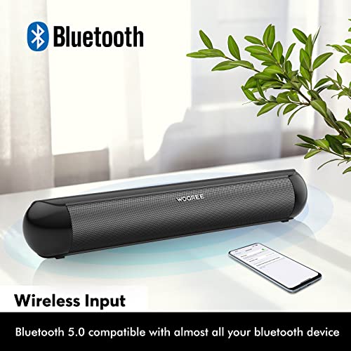 wogree 16 Inches Mini Bluetooth 5.0 TV Speakers Soundbar, Small Sound Bars for TV, with LED Display for Bedroom, Living Room, Kitchen and Other Small Space