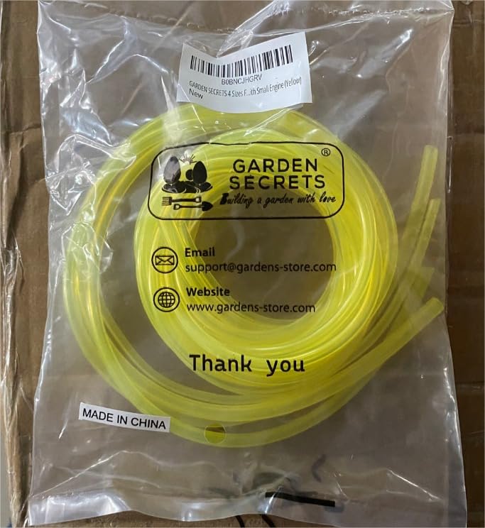 GARDEN SECRETS (4 Sizes) 2-Stroke Garden Power Tools Fuel Line Replacement Kit. Fuel Hose Fuel Tube for String Trimmer Chiansaw Blower Power Tools with Small Engine, Nitro Engine. (Yellow, 4ft each)