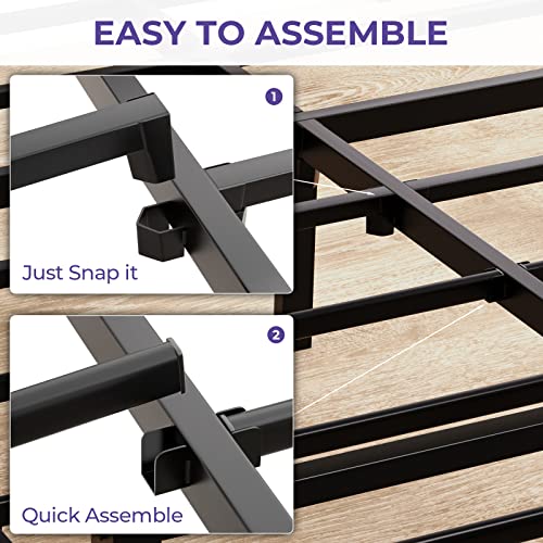 GreenForest Full Size Bed Frame with Headboard Easy Assemble Metal Platform Bed Base with Heavy Duty Support Mattress Foundation No Box Spring Needed, Full