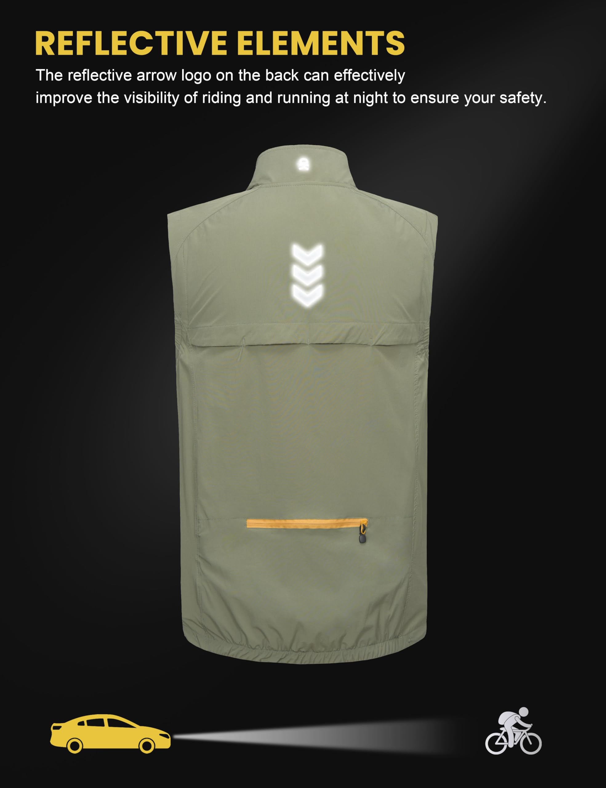 Little Donkey Andy Men's Quick Dry Vest Sleeveless Summer Stretchy Windproof Jacket for Golfing Cycling Running Laurel Oak S
