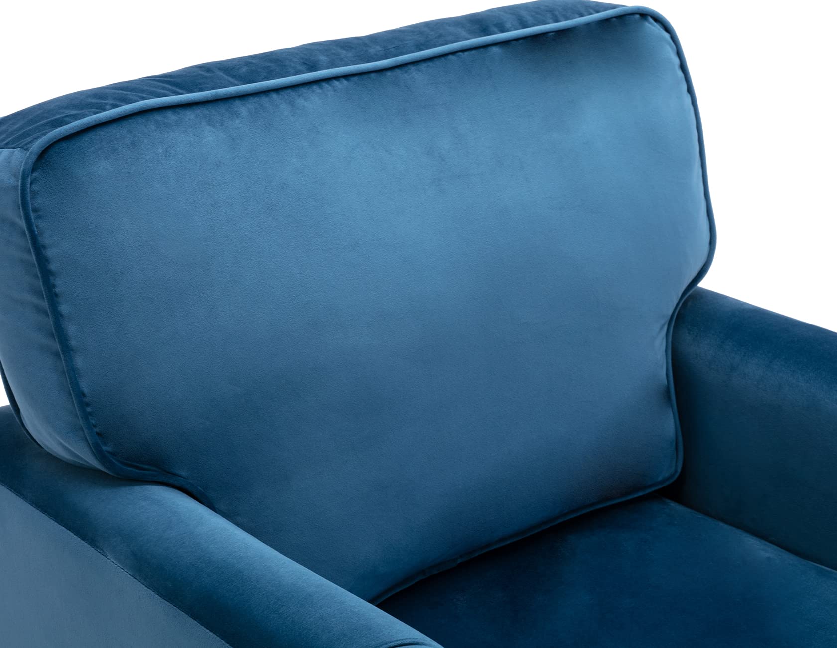 Kmax Accent Chair Velvet Modern Arm Sofa Chair Comfy Single Club Chair with Thick Cushion for Living Room Bedroom, Blue