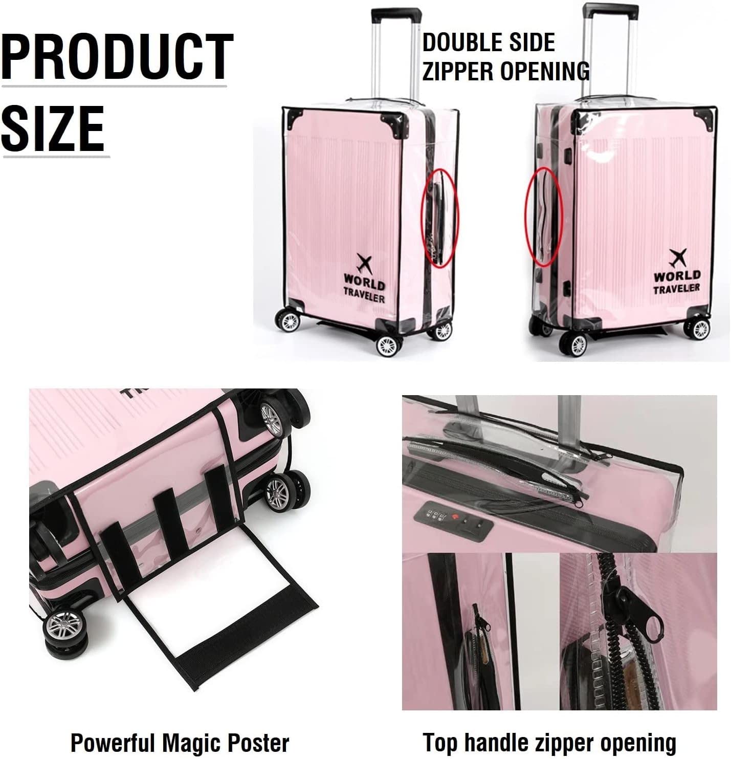 RF REENFAYA Suitcase Cover Luggage Protector Covers Clear Luggage Cover PVC Suitcase Luggage Cover Waterproof Luggage Case Thicken Suitcase Protector Cover (26inch)