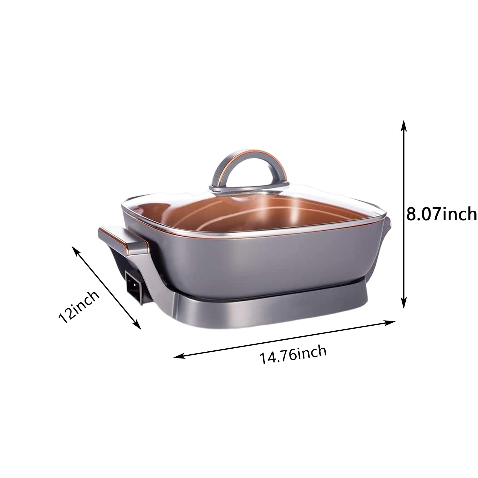 Extra Deep Nonstick Electric Skillet - Scratch Resistant - Serves 3 to 5 People (6Qt.)
