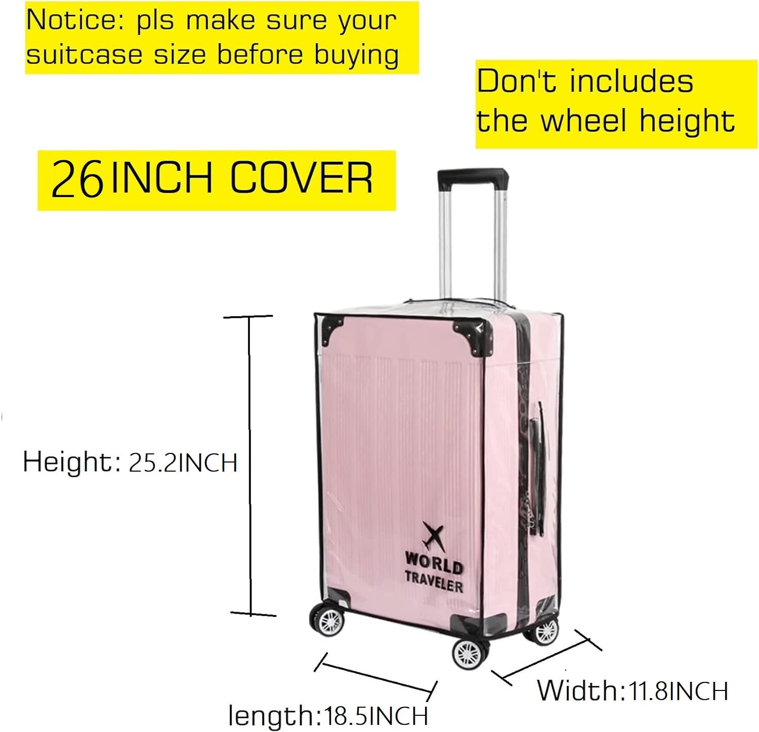 RF REENFAYA Suitcase Cover Luggage Protector Covers Clear Luggage Cover PVC Suitcase Luggage Cover Waterproof Luggage Case Thicken Suitcase Protector Cover (26inch)