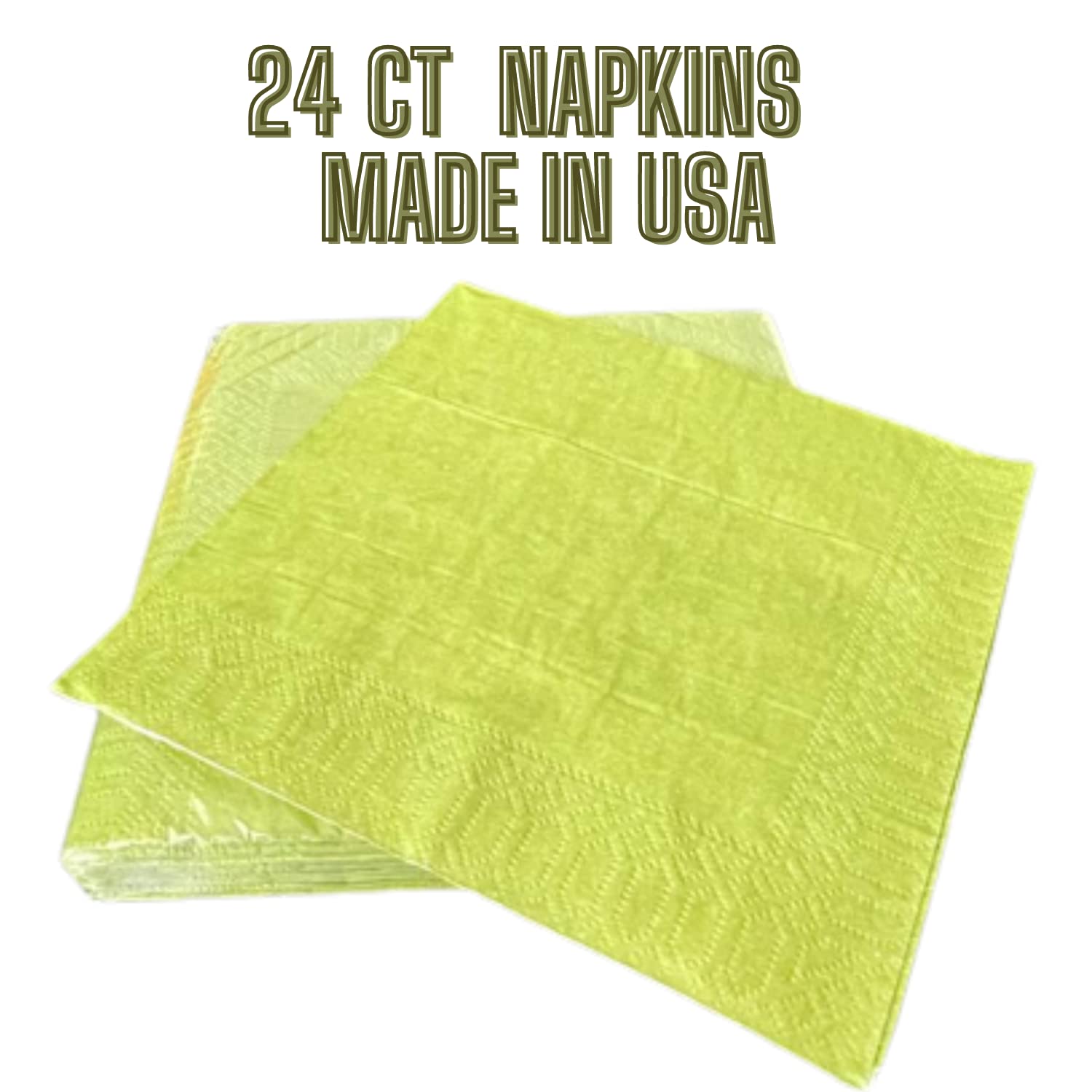 Green Beverage Paper Napkins for Holidays Party Decorations, Disposable Luncheon Napkins serve 24, Made in USA, | 24 ct | 2 ply | 6.5"x6.5" size folded