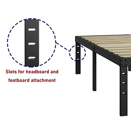 ZIYOO Twin XL Bed Frame, 18 Inches Tall, 3 Inches Wide Wood Slats with 2500 Pounds Support, No Box Spring Needed, High Metal Platform with Underbed Storage Space, Easy Assembly, Noise Free