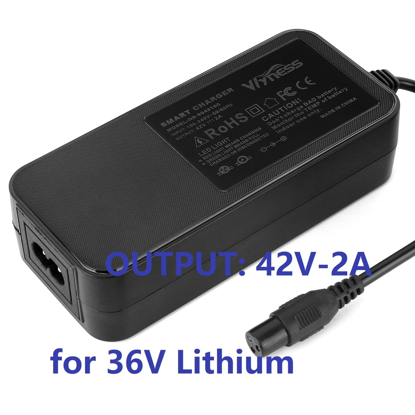 WYNESS 42V 2A Electric Scooter Charger for Gotrax GXL V2, G2, G3, G4, Apex, Glider, XR Elite, 2 Plugs for All 36 Volt Lithium Battery