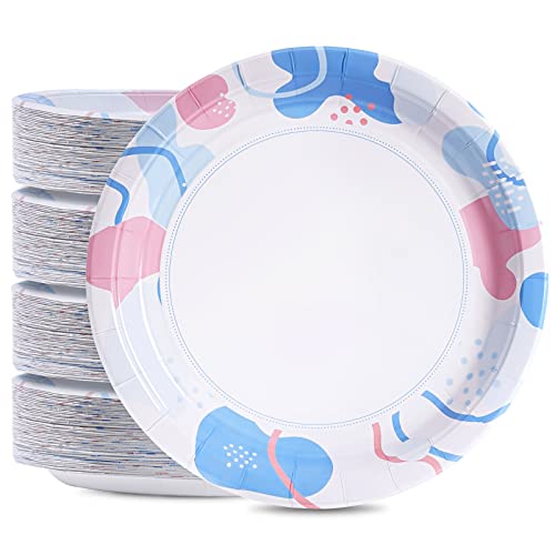Tyzarglef 150 Count Paper Plates 9 inch Bulk Printed Disposable Dinner Plates Heavy Duty Soak-proof for Everyday Use and All Occasions