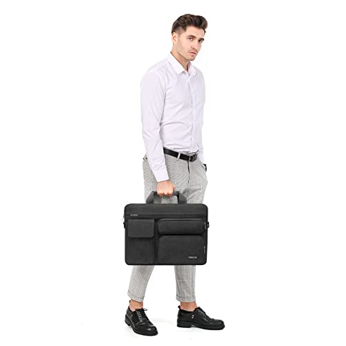 MOSISO Laptop Shoulder Bag Compatible with MacBook Air/Pro,13-13.3 inch Notebook,Compatible with MacBook Pro 14 inch M4 M3 M2 M1 with 2 Raised&1 Flapover&1 Horizontal Pocket&Handle&Belt, Slate Gray